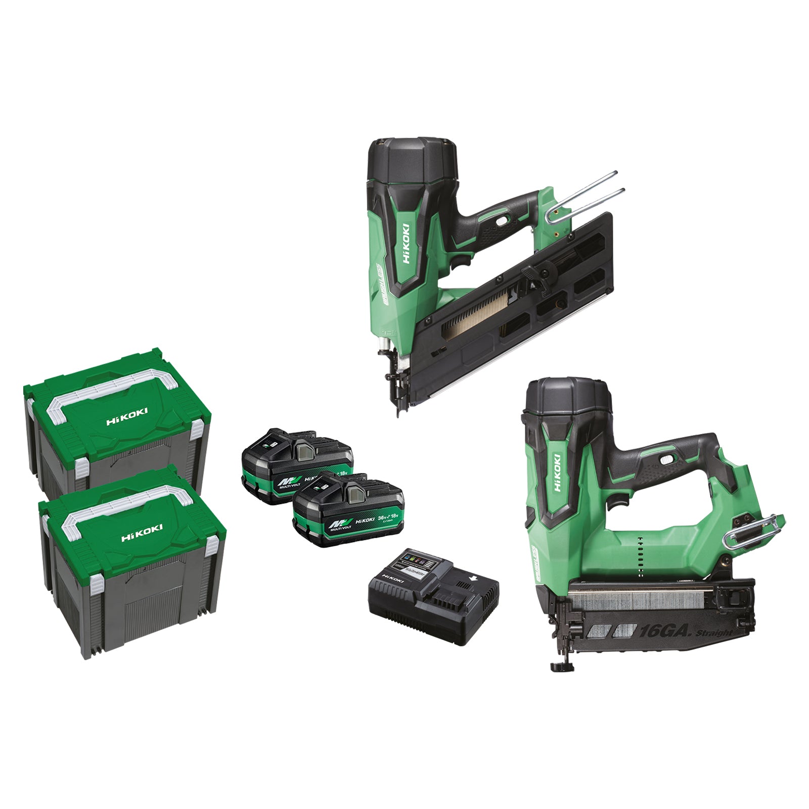 HiKOKI 18VFRAMERCOMBO2(HRZ) 18V Cordless Brushless Nailer Combo Kit, 2