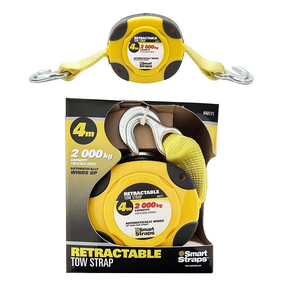 SmartStraps Retractable Tow Strap Automatic Winds 4m x 2000 Kg Capacit